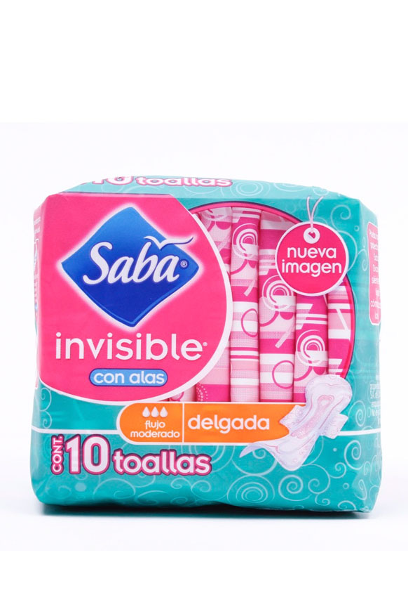 Mercado San Juan - Toallas Femeninas Saba Invisible Delgada Con Alas 10Pz